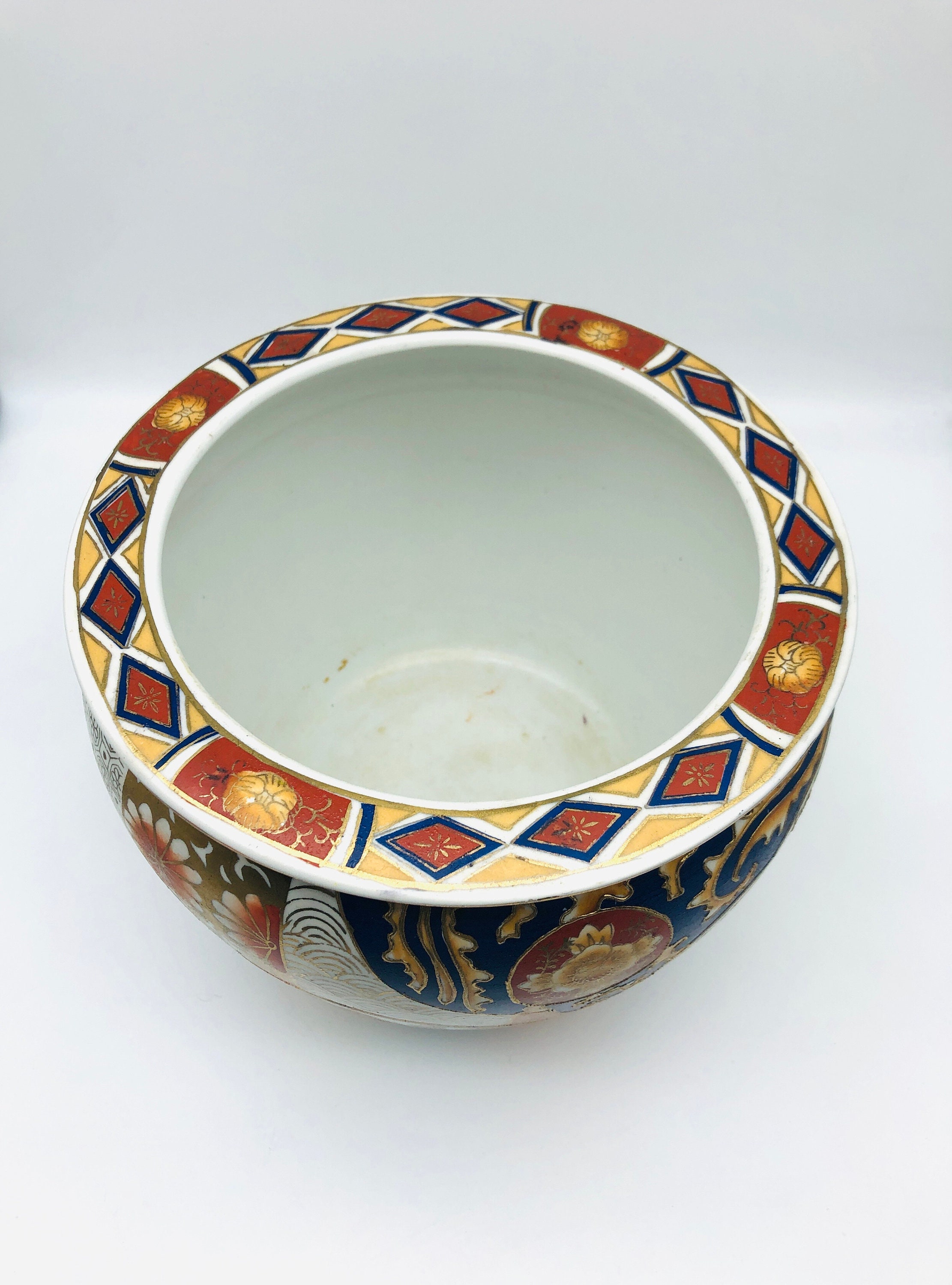 Vintage Chinese Moriage Pottery Planter, Imari Style Vibrant ...