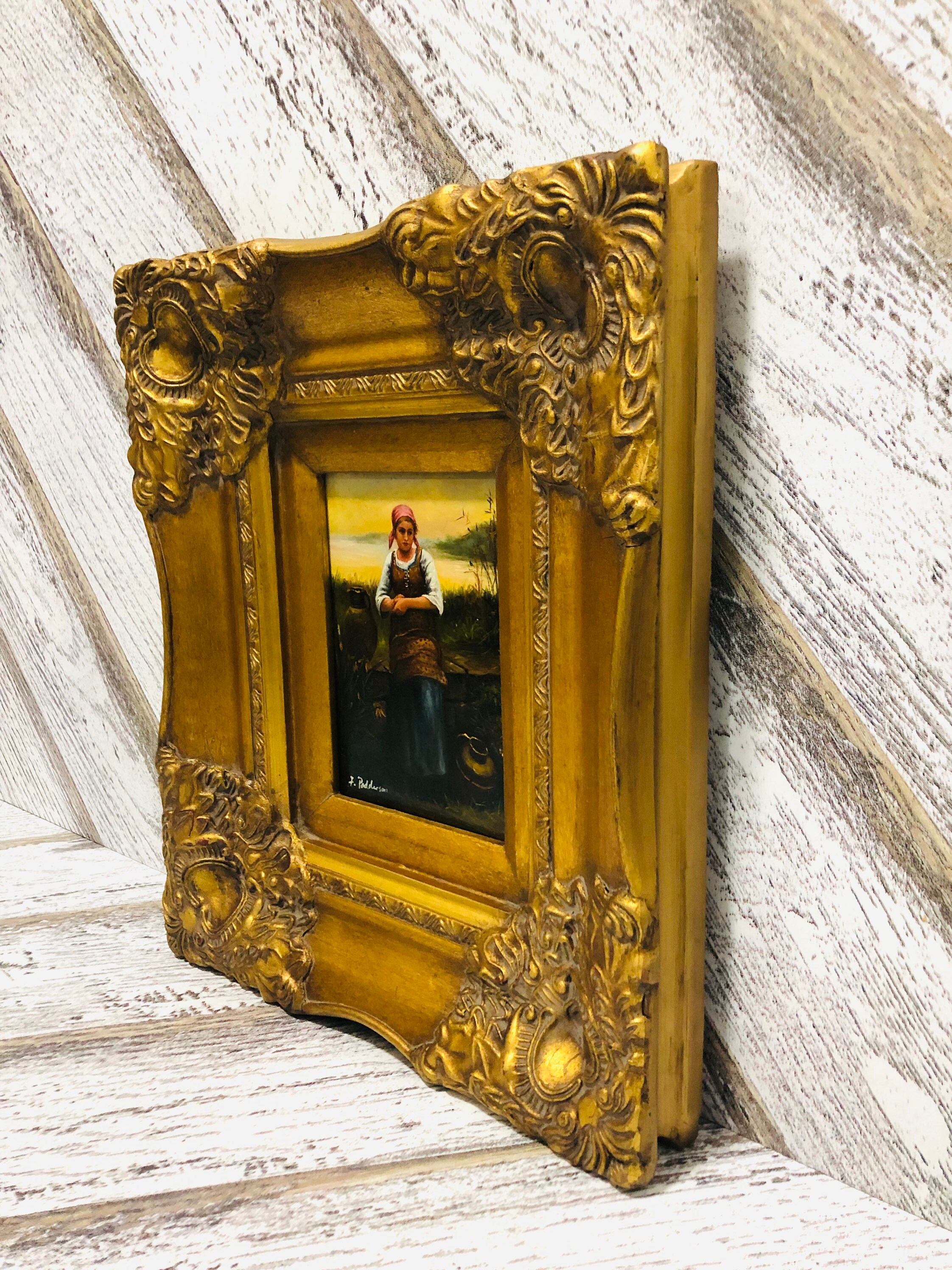 Gold Frame Oil Painting on Board Antique Ornate Wood Frame - Etsy