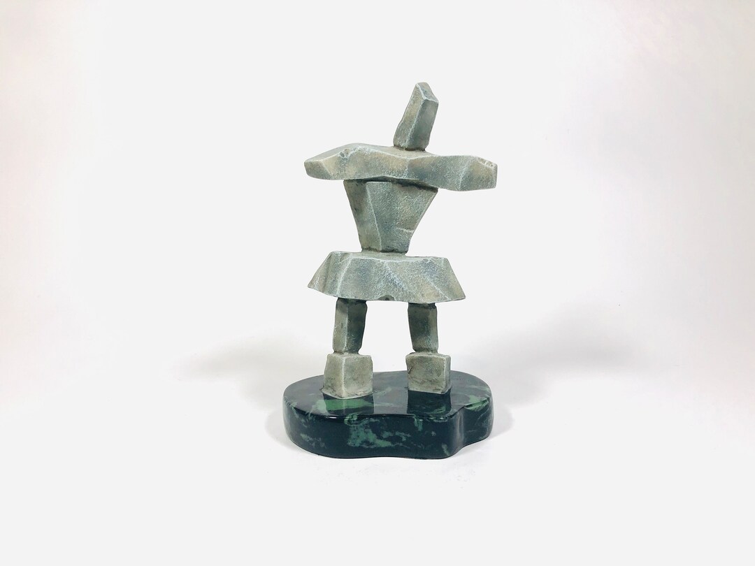 Vintage Inukshuk Stone on Green Marble Base, 6 Inches - Etsy