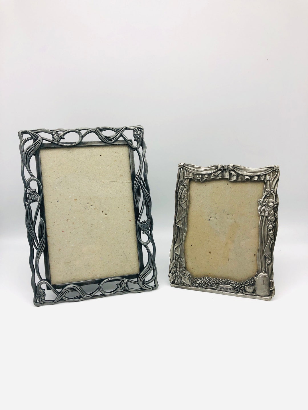 Vintage Art Deco Pewter Photo Frames – Elegant Silver-tone Pair ...