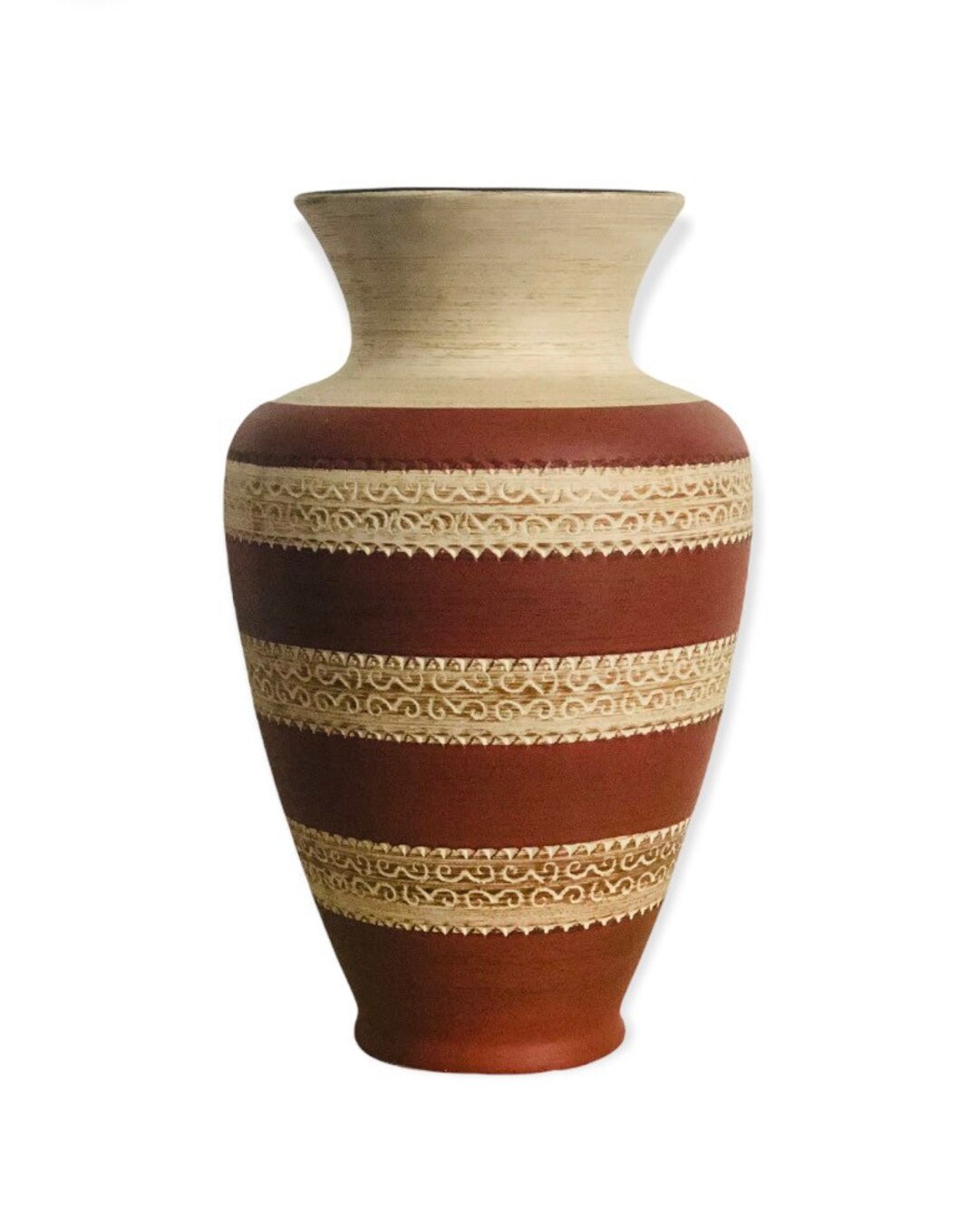 West German Pottery Vase by Dumler and Breiden Sgraffito Vase, Large ...