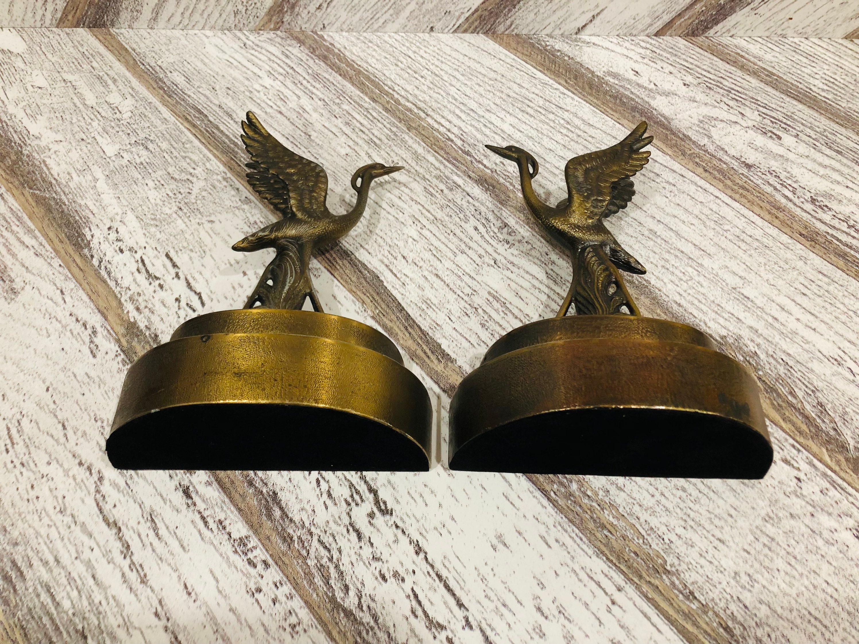 Rare Retro Pair of Crane on Pedestal Bookends Canadian Made - Etsy