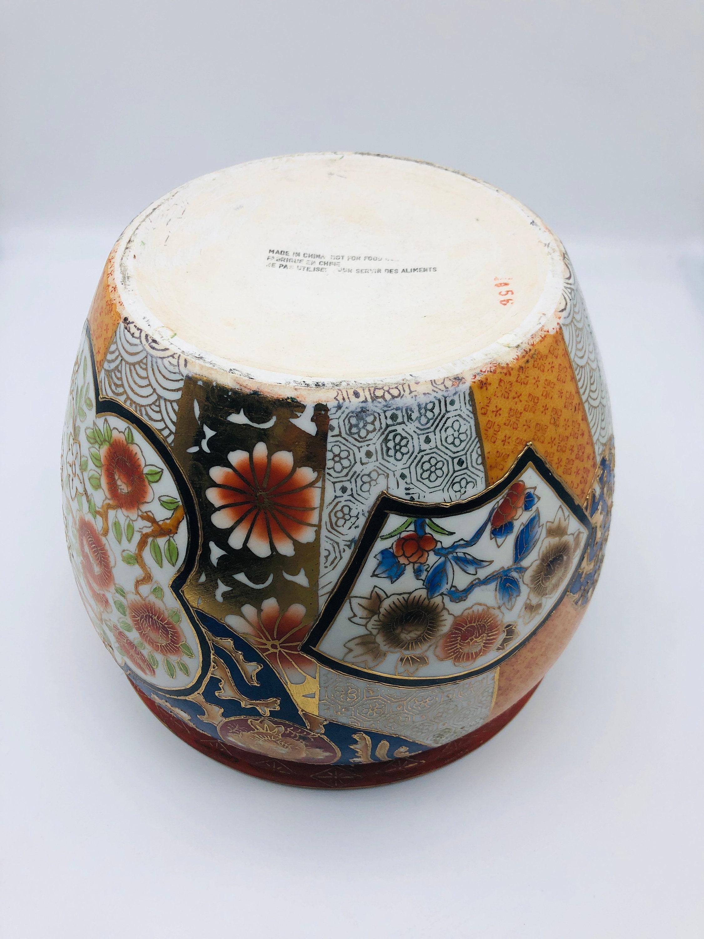 Vintage Chinese Moriage Pottery Planter, Imari Style Vibrant ...