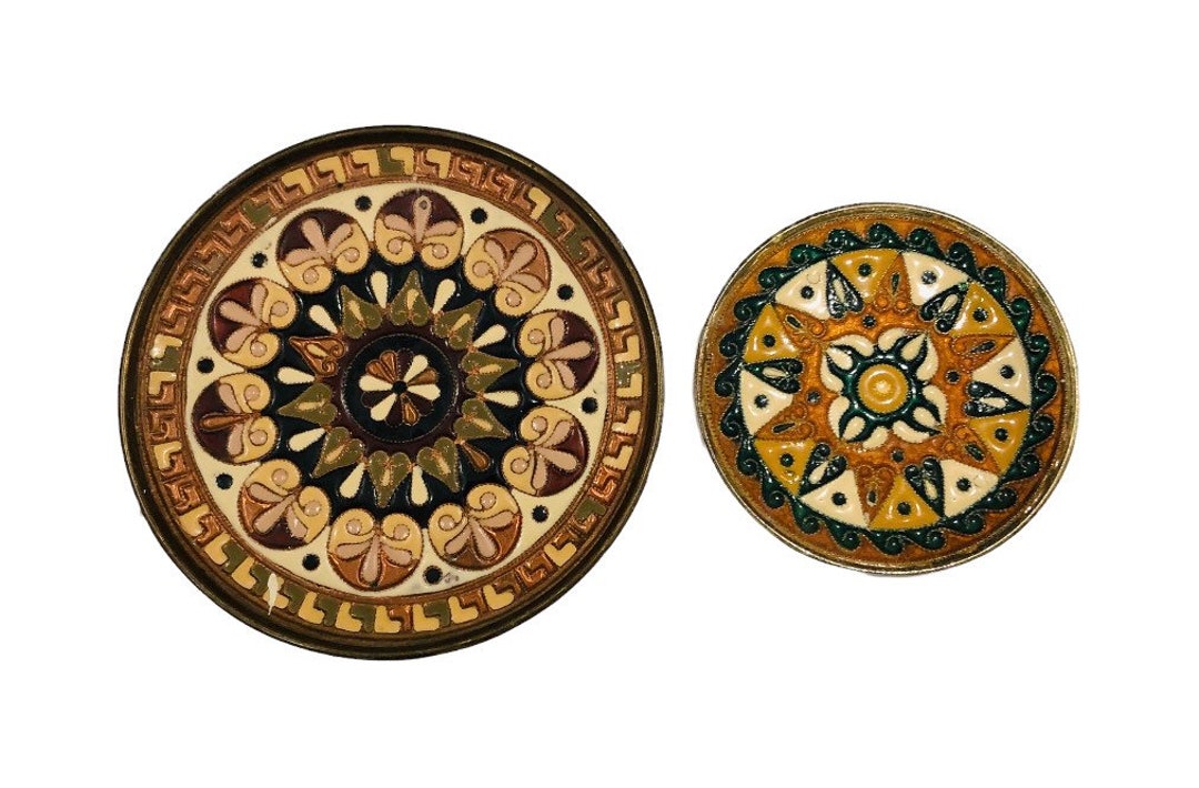 Vintage Mandala Plates Pair of Cloisonné Enameled Mandala Wall Decor ...