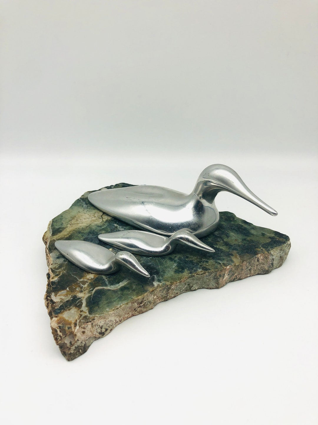 Vintage HOSELTON Canada Aluminum Art Statues Figurines, Loon Family on ...