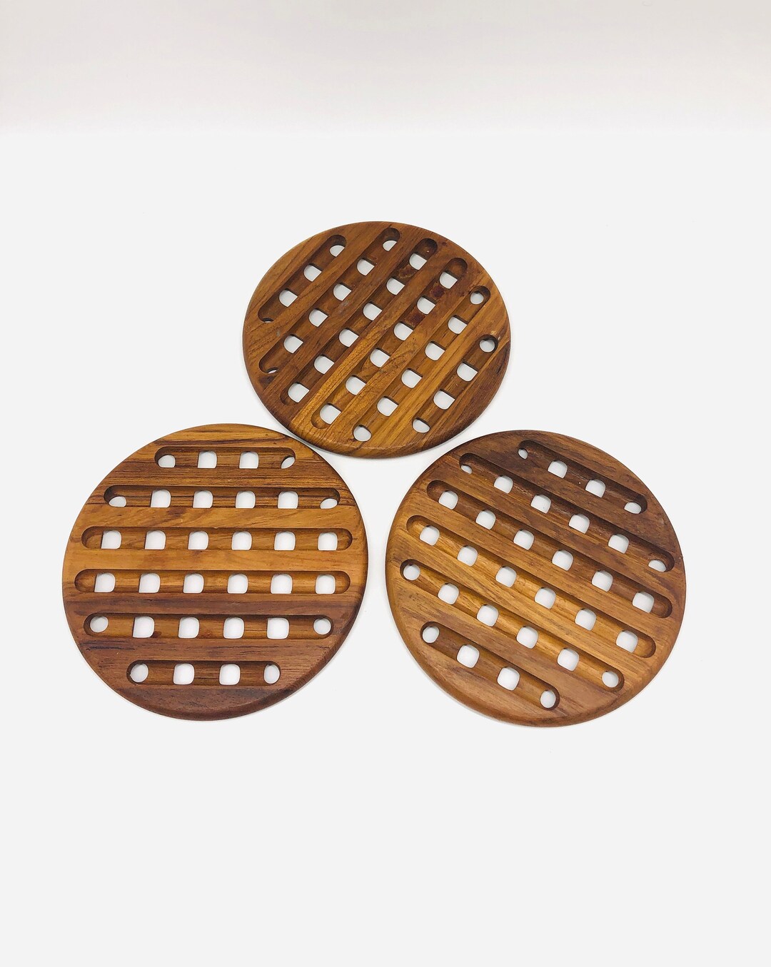 Vintage Natural Teak Wood Trivets, Pot Holders, Made in Thailand Wood ...