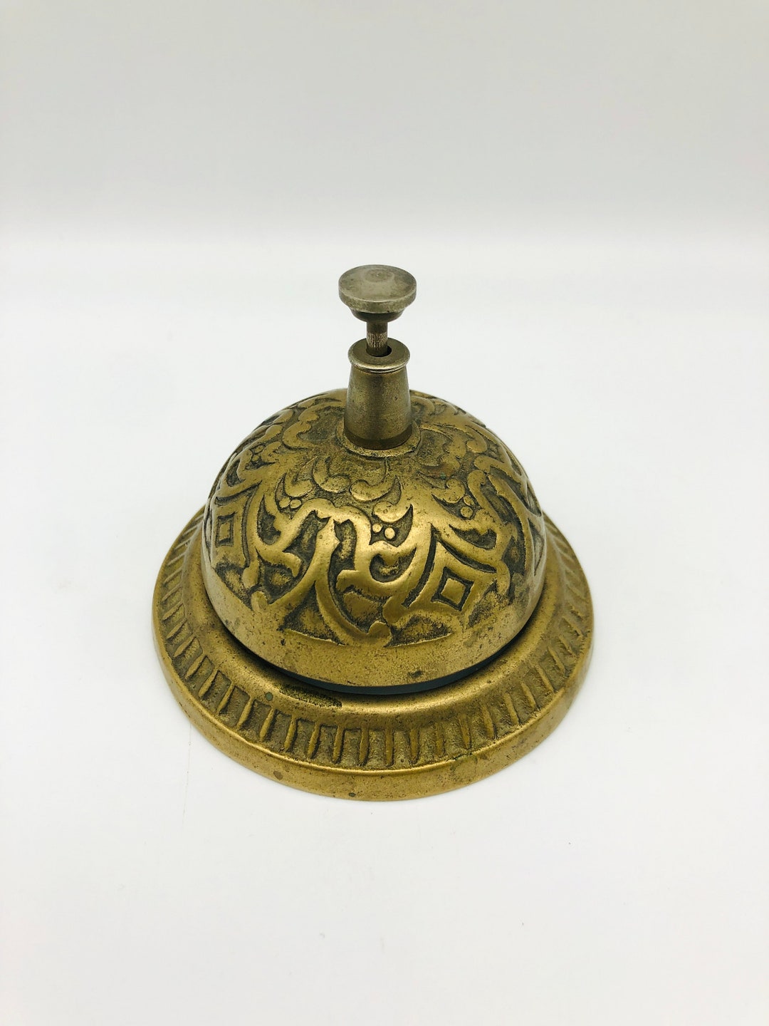 Vintage Brass Filigree Desktop Finger Push Bell, Counter Bell, Shop ...