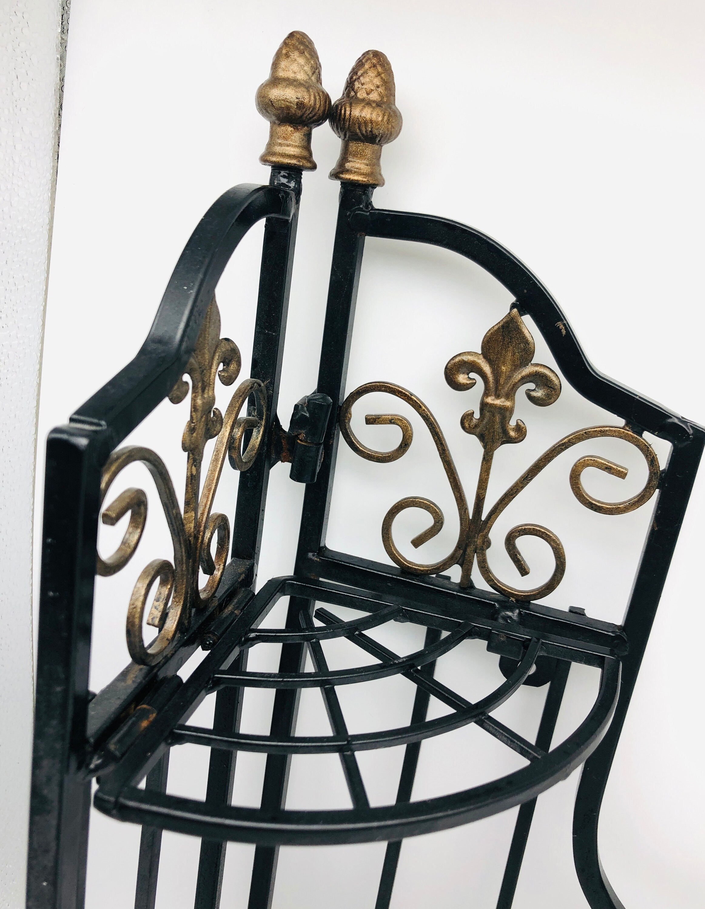 Vintage Wrought Iron Metal Corner Shelf, Wall Mount or Table Top Small ...