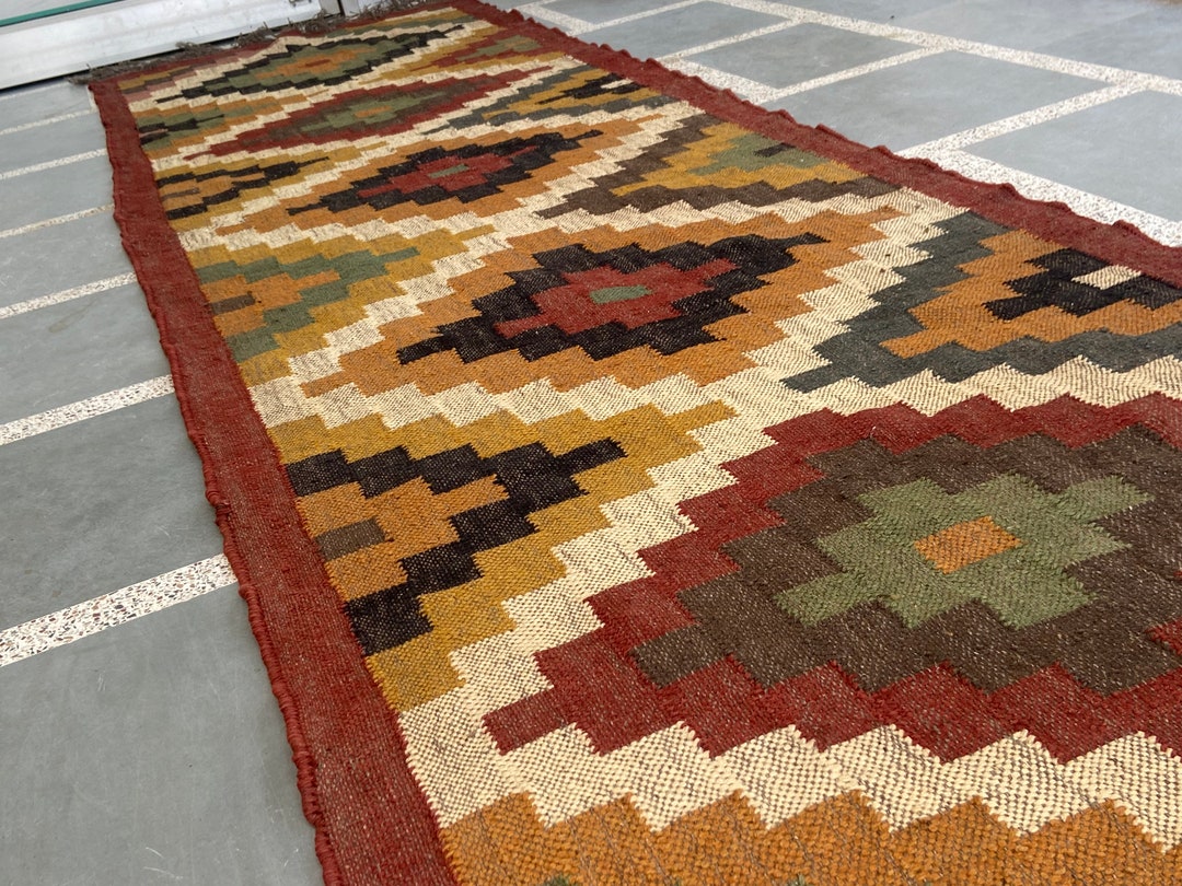 Handmade Wool Jute Rugs Wool Jute Rug Nawajo Kilim Rug Handwoven Wool ...
