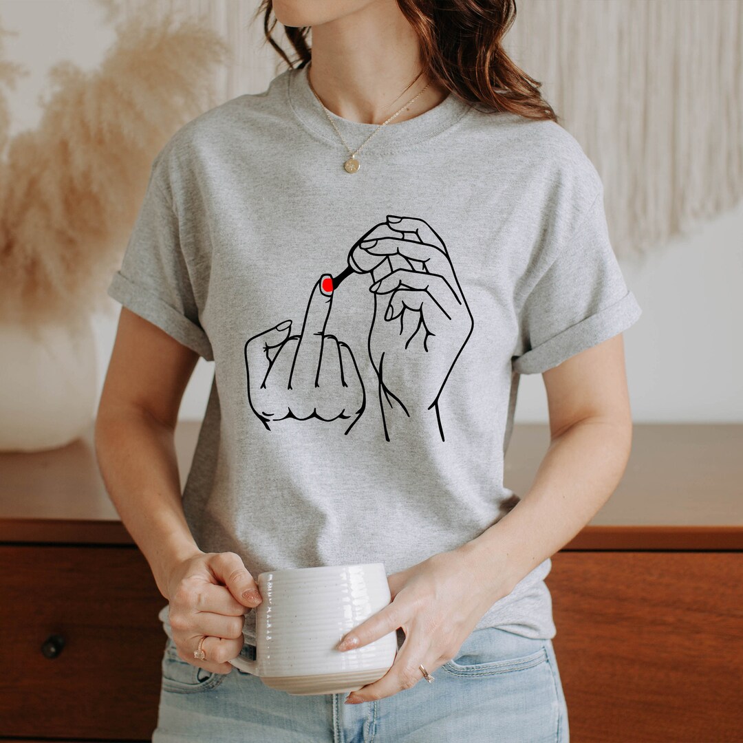 Feminist T-shirt,nail Polish T-shirt,middle Finger With Nail Polish T-shirt Funny T-shirt,middle ...