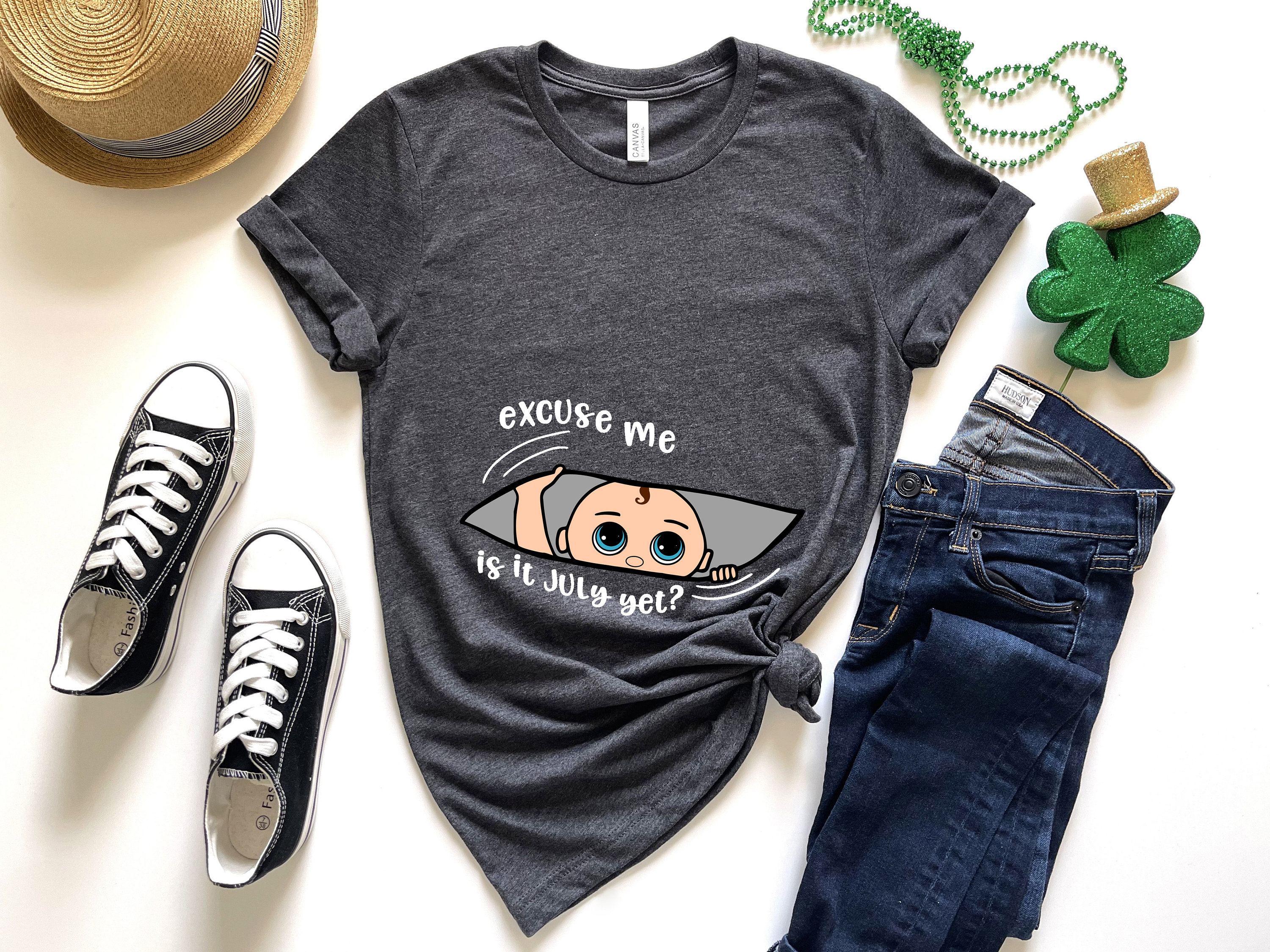 Pregnancy Announcement Shirt Excuse Me is It July Yet Custom - Etsy