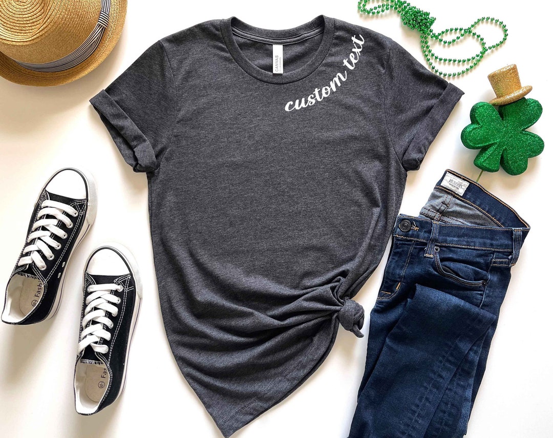 Custom Collar Text T-shirt,personalized Collar Print T-shirt,your Text ...