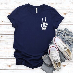 Skeleton Hand T-shirt, Skeleton Peace Sign Shirt, Skull Hand Tee ...