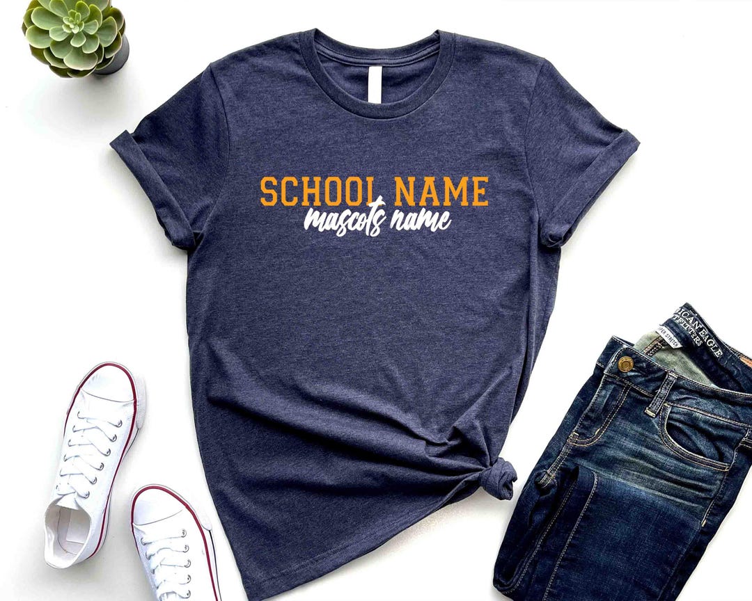 Custom School Name T-shirt,school Team Mascot T-shirt,custom Text T ...