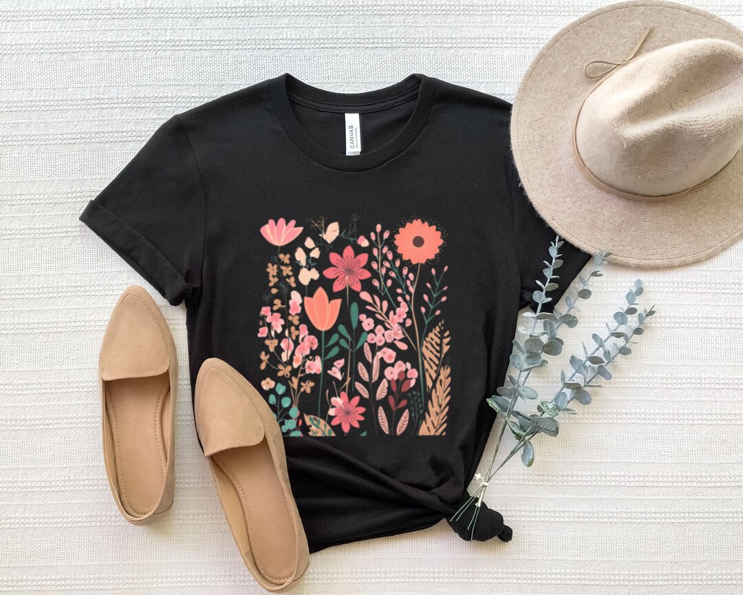 Cottagecore Flowers Tshirt, Boho Wildflower Shirt,pressed Flowers Tee ...