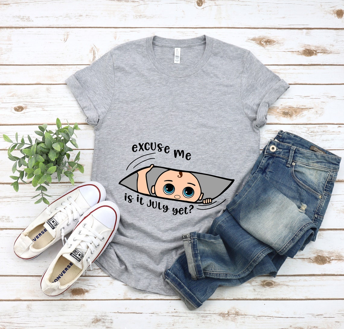 Pregnancy Announcement Shirt Excuse Me is It July Yet Custom - Etsy