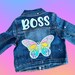 Pastel Color Butterfly Denim Jacket for Girls, Hand Painted With Name ...
