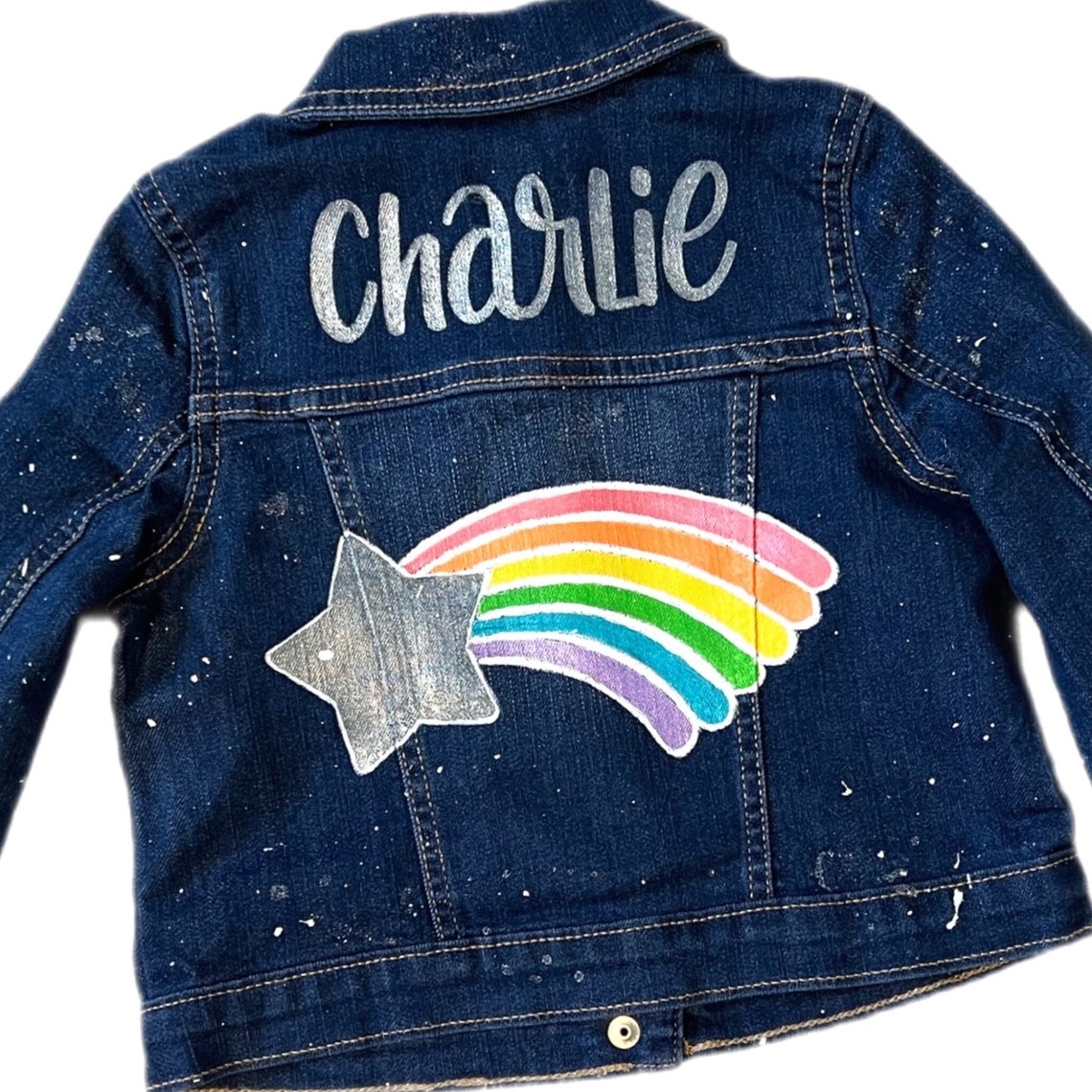 Girls Shooting Star Denim Jacket Hand Painted Star W/ - Etsy