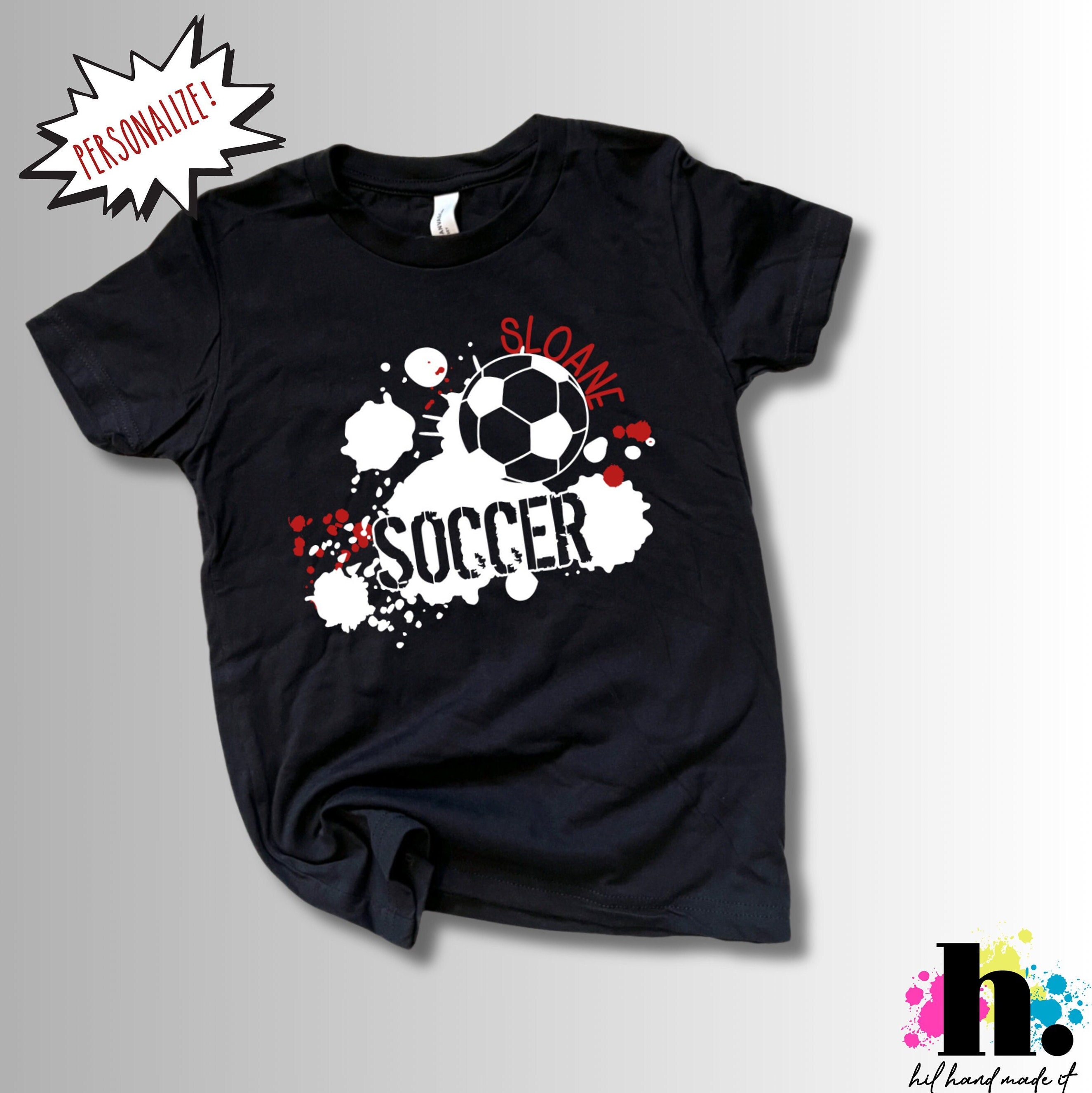 Girls Soccer T-shirt W/ Name, Graffiti Splatter Design Tee, Year Round ...