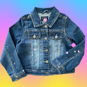 Pastel Color Butterfly Denim Jacket for Girls, Hand Painted With Name ...