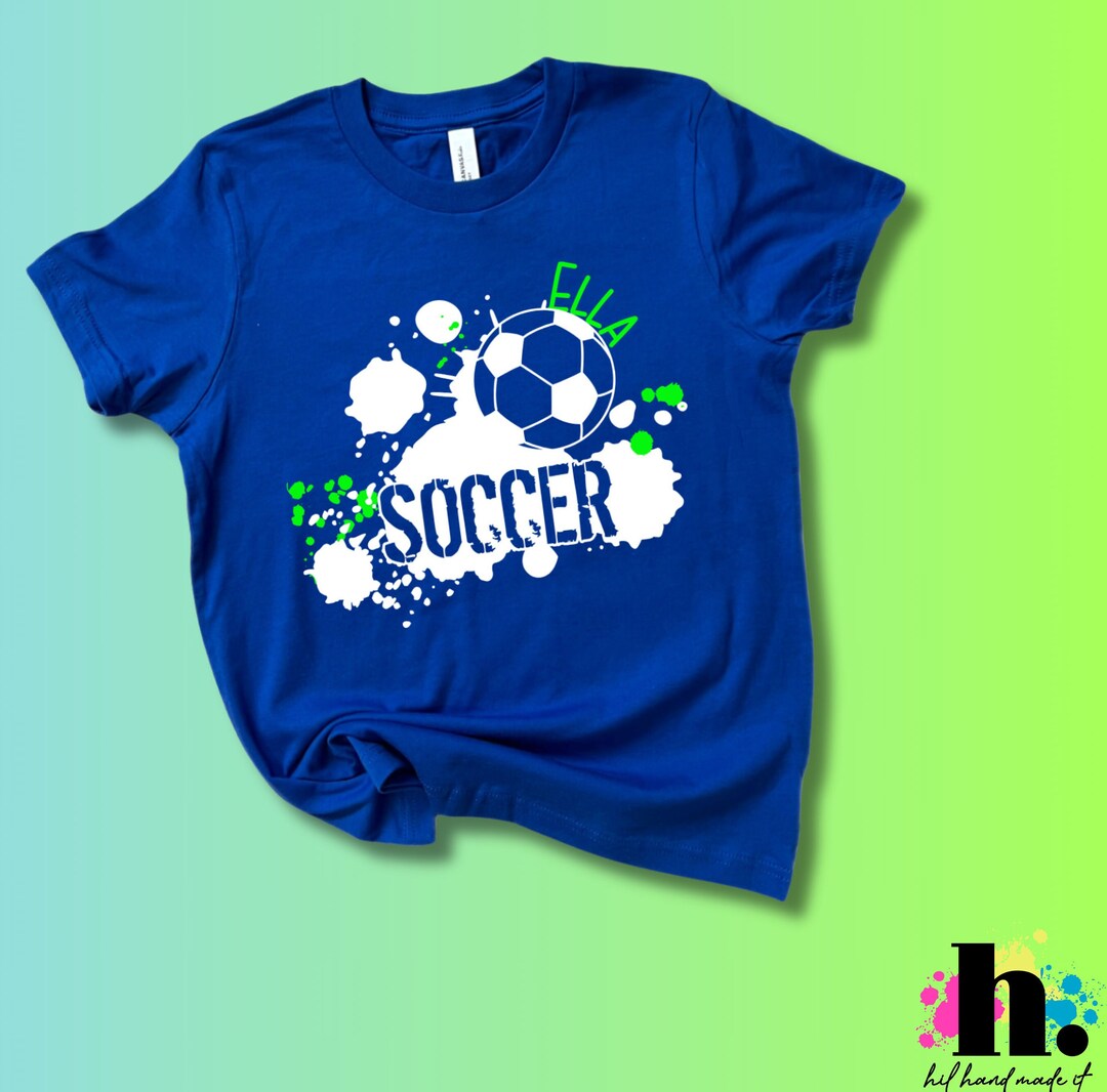 Girls Soccer T-shirt W/ Name, Graffiti Splatter Design Tee, Year Round ...
