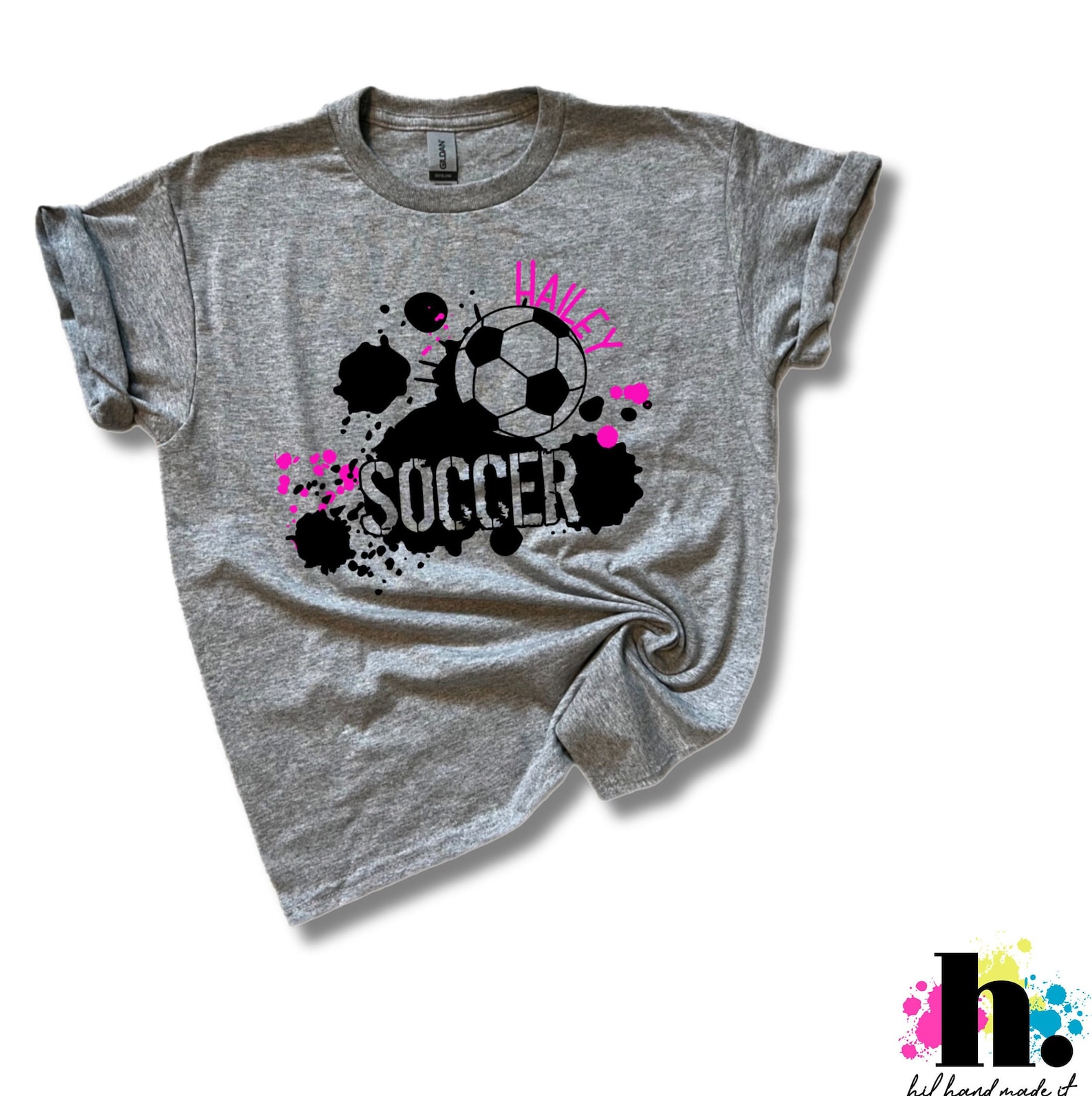 Girls Soccer T-shirt W/ Name, Graffiti Splatter Design Tee, Year Round ...