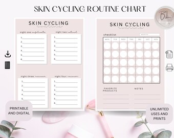 Skin Cycling Cheat Sheet Printable Sheet - Etsy