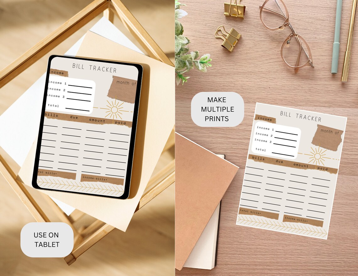 Monthly Bill Tracker Printable Template, Bill Tracker Digital Download ...