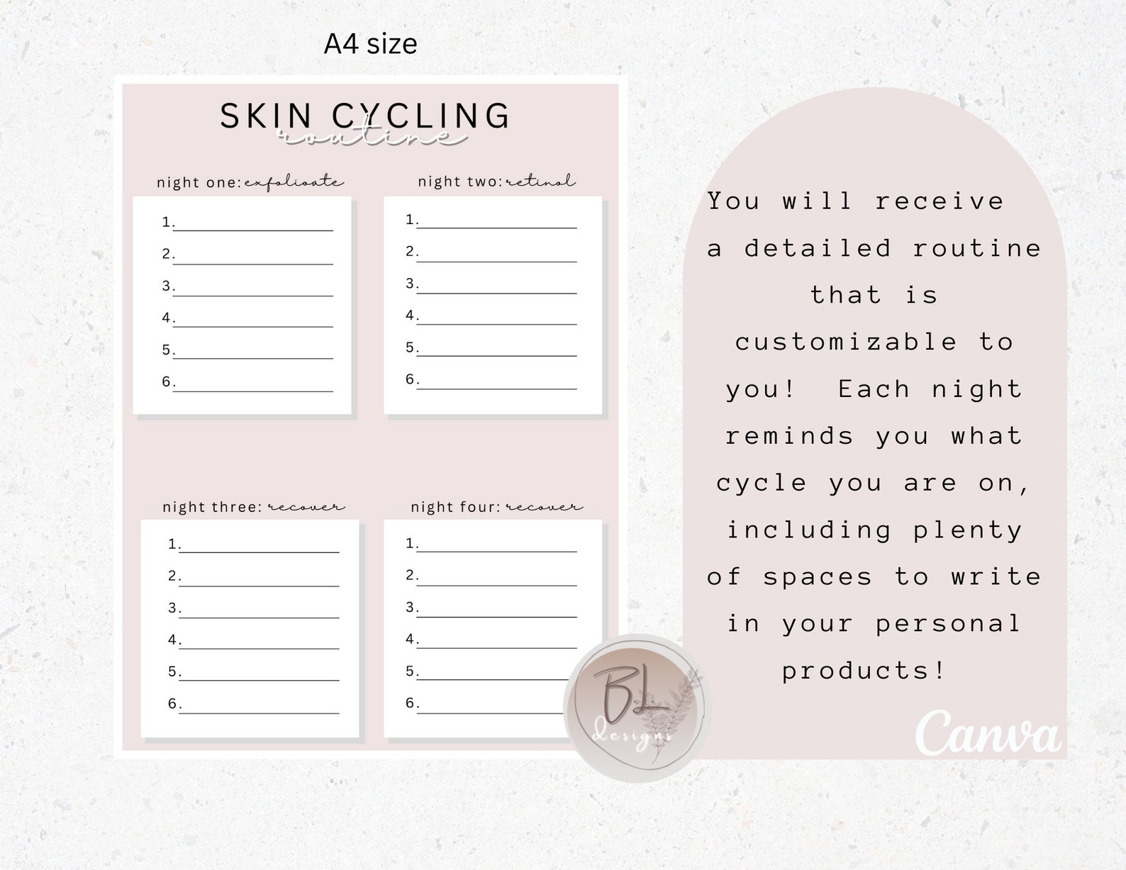 Printable/digital Skin Cycling Routine Checklist, Self-care Template ...