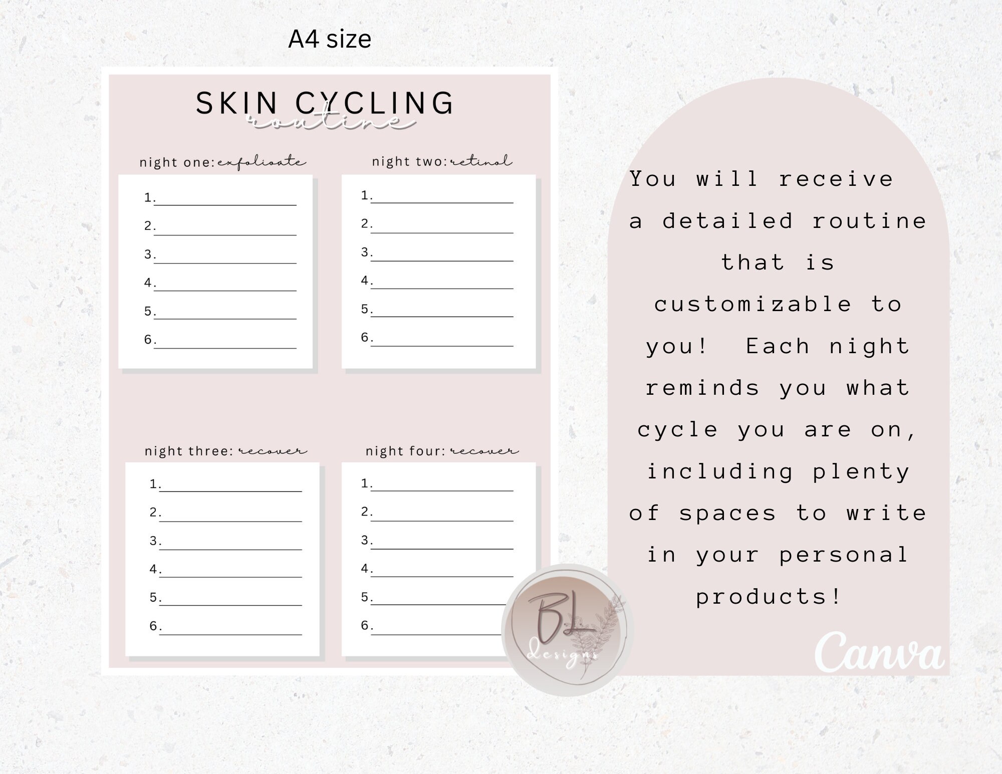 Printable/digital Skin Cycling Routine Checklist, Self-care Template, Skincare Calendar, Skin ...