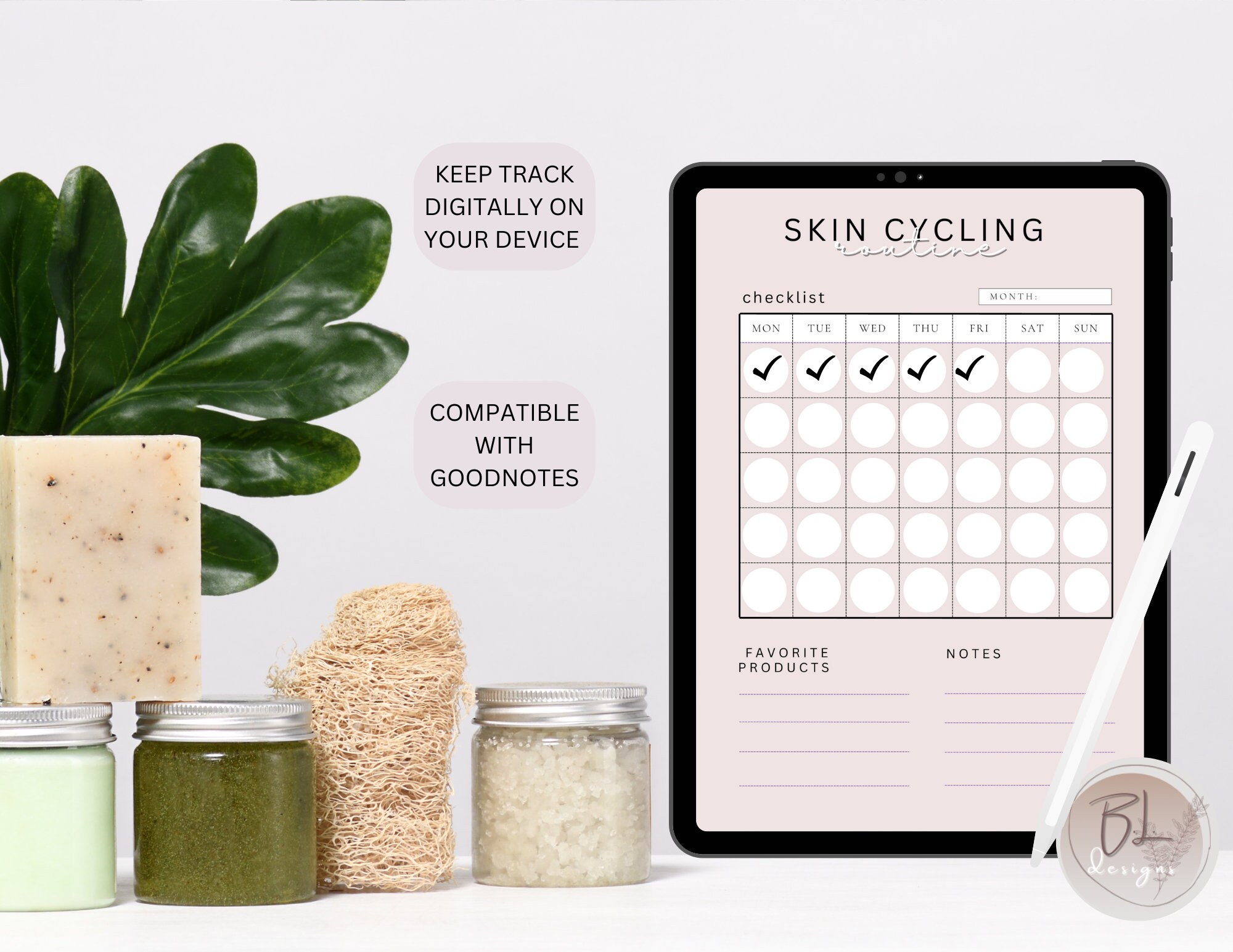 Printable Digital Skin Cycling Routine Checklist Self Care Template