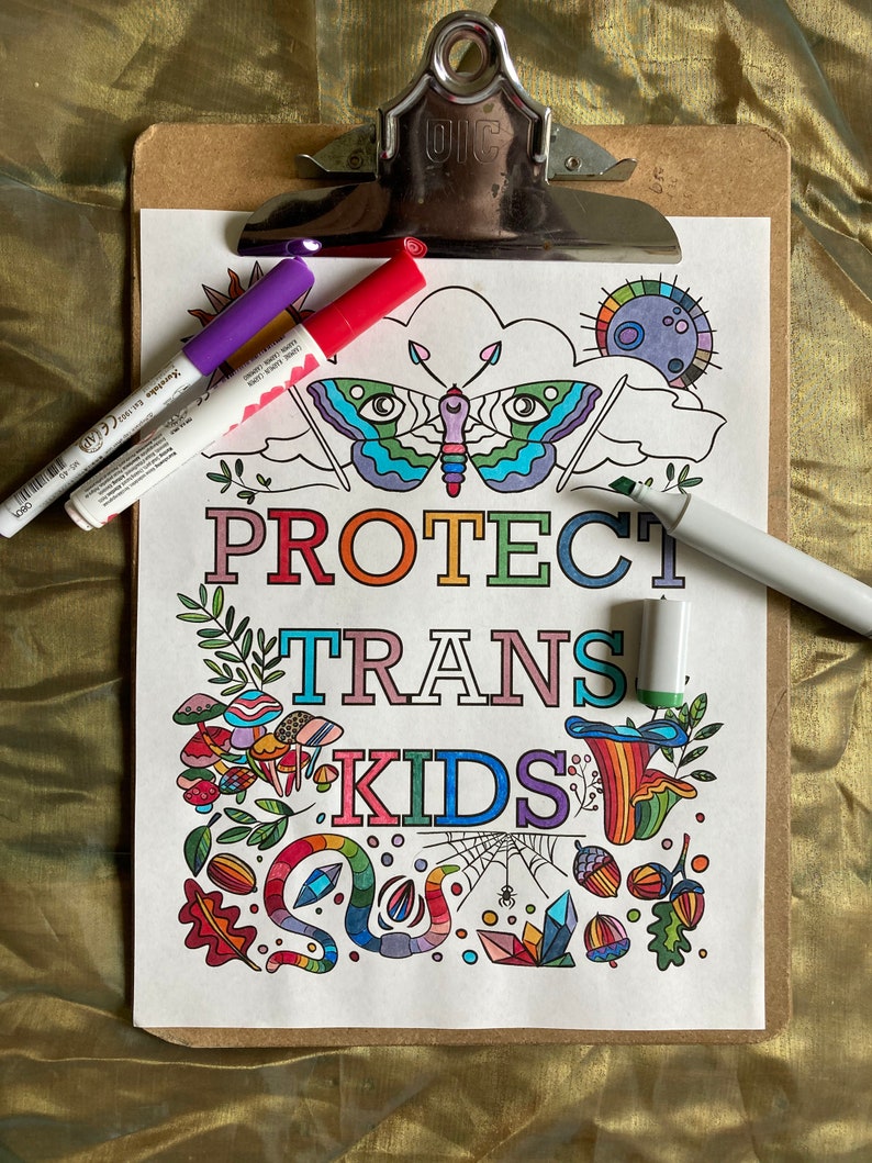 Protect Trans Kids Printable Coloring Sheet - Etsy