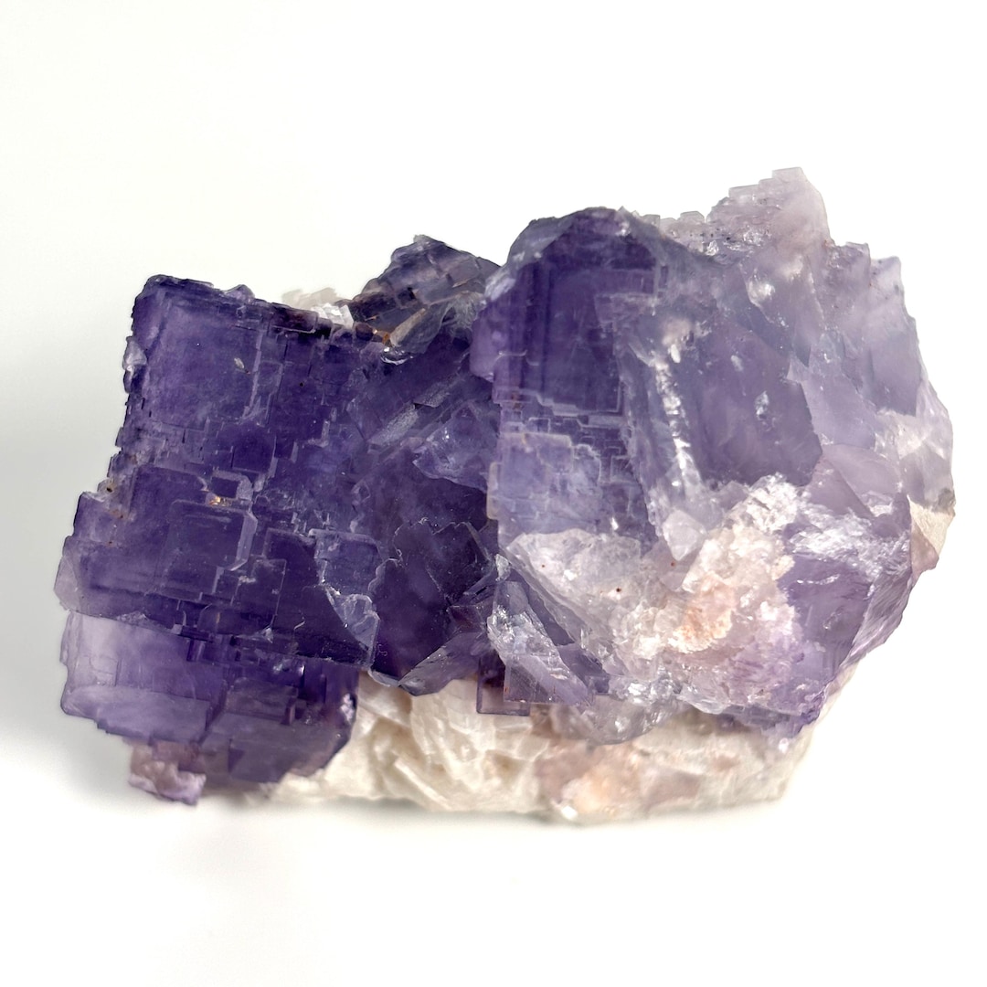 Purple Matrix Fluorite, Natural Stepped Fluorite Crystal Mineral ...