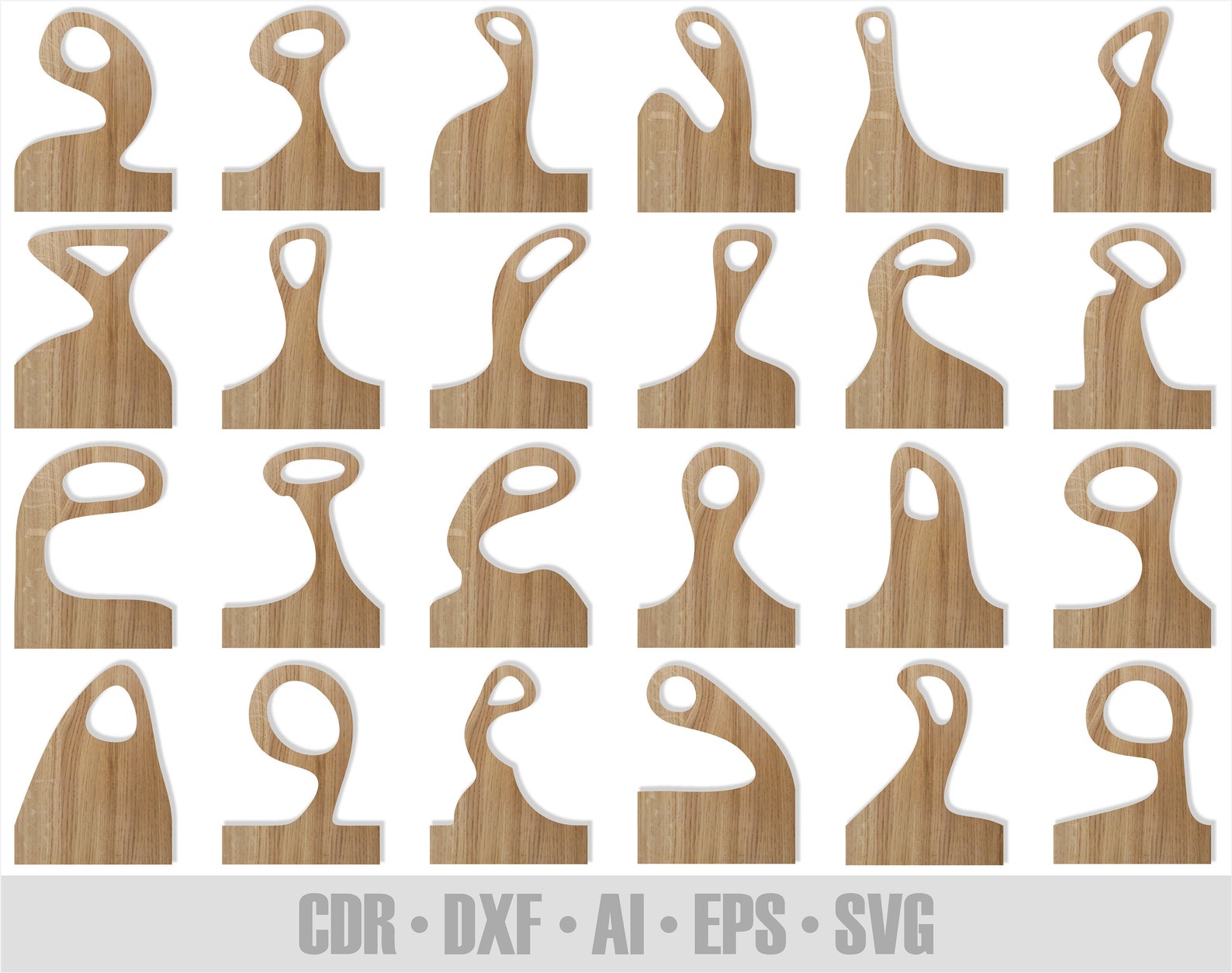 24 Hand Drawn Cutting Board Handle Templates Set 1 SVG DXF - Etsy
