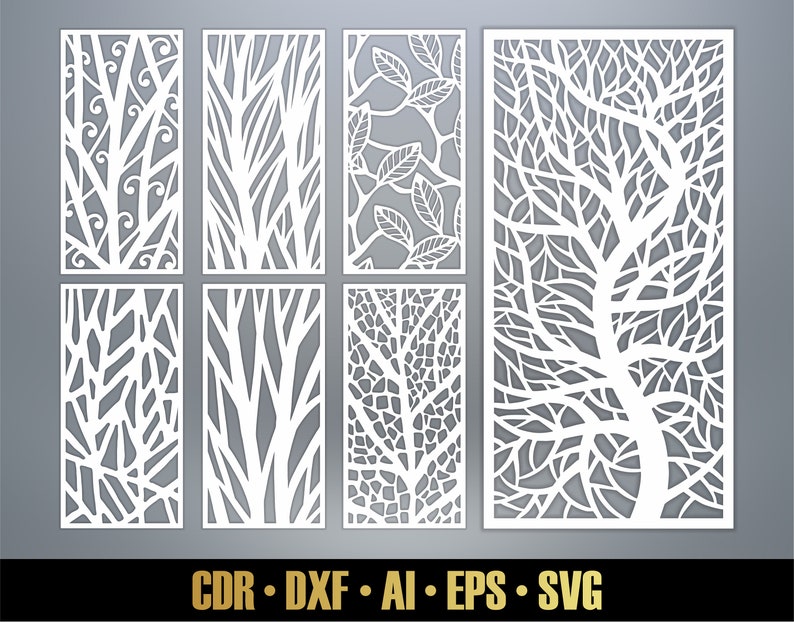 Nature Panel Templates SVG Set #38. Natural Tree Room Dividers. 7 ...
