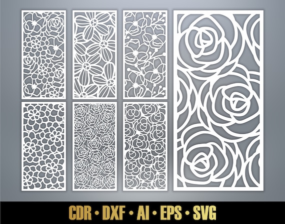 Floral Patterns Panel Templates SVG Set 26. 7 Vector Laser - Etsy