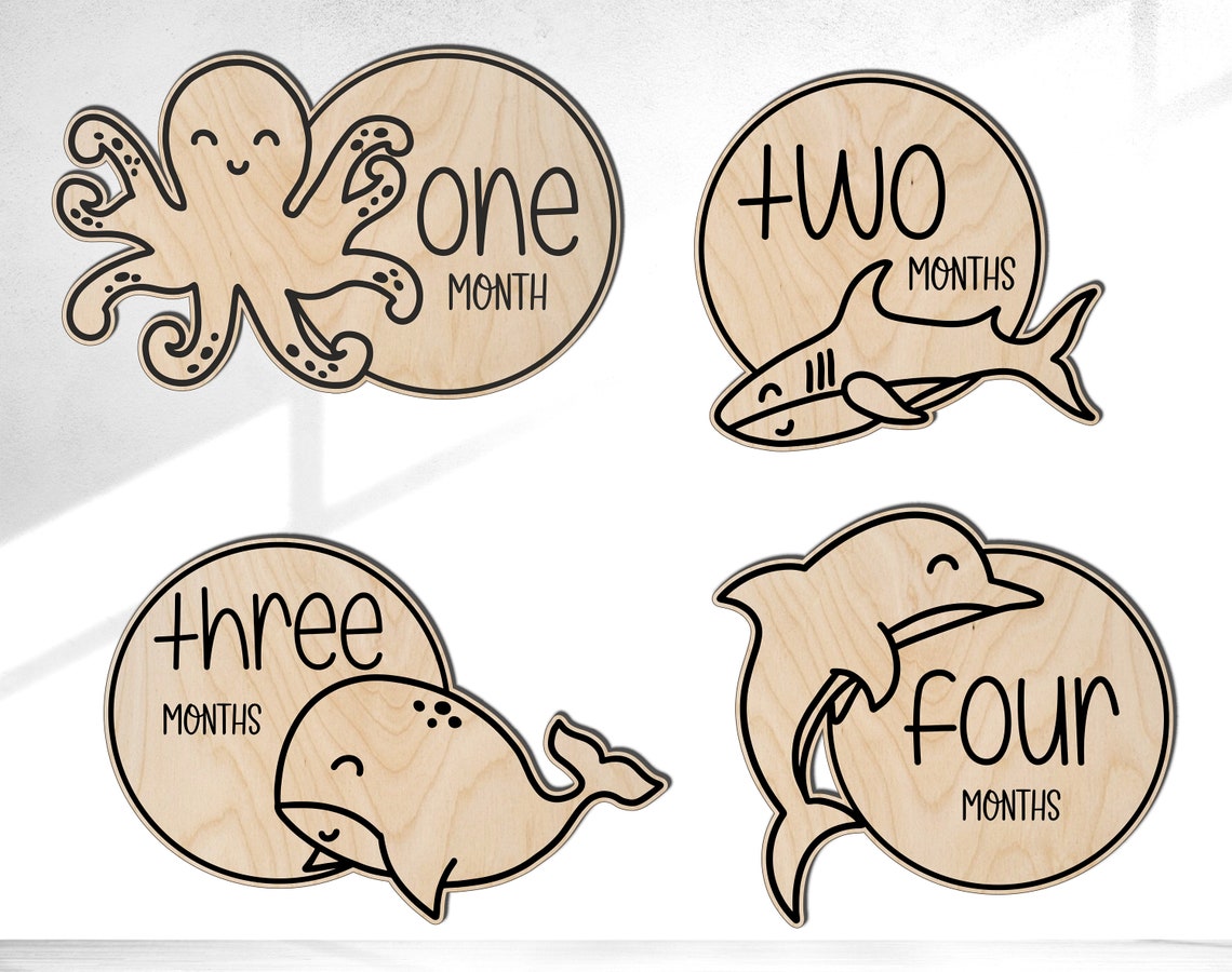 Baby Milestones SVG | Hand Drawn Sea Life Photo Markers (digital Cut ...