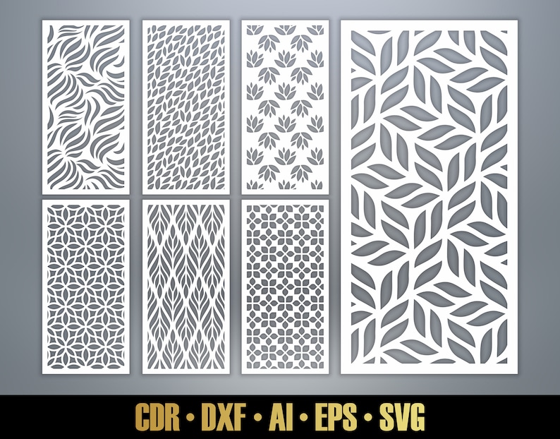 Floral Patterns Panel Templates SVG Set #3. 7 Vector Laser Cutting ...