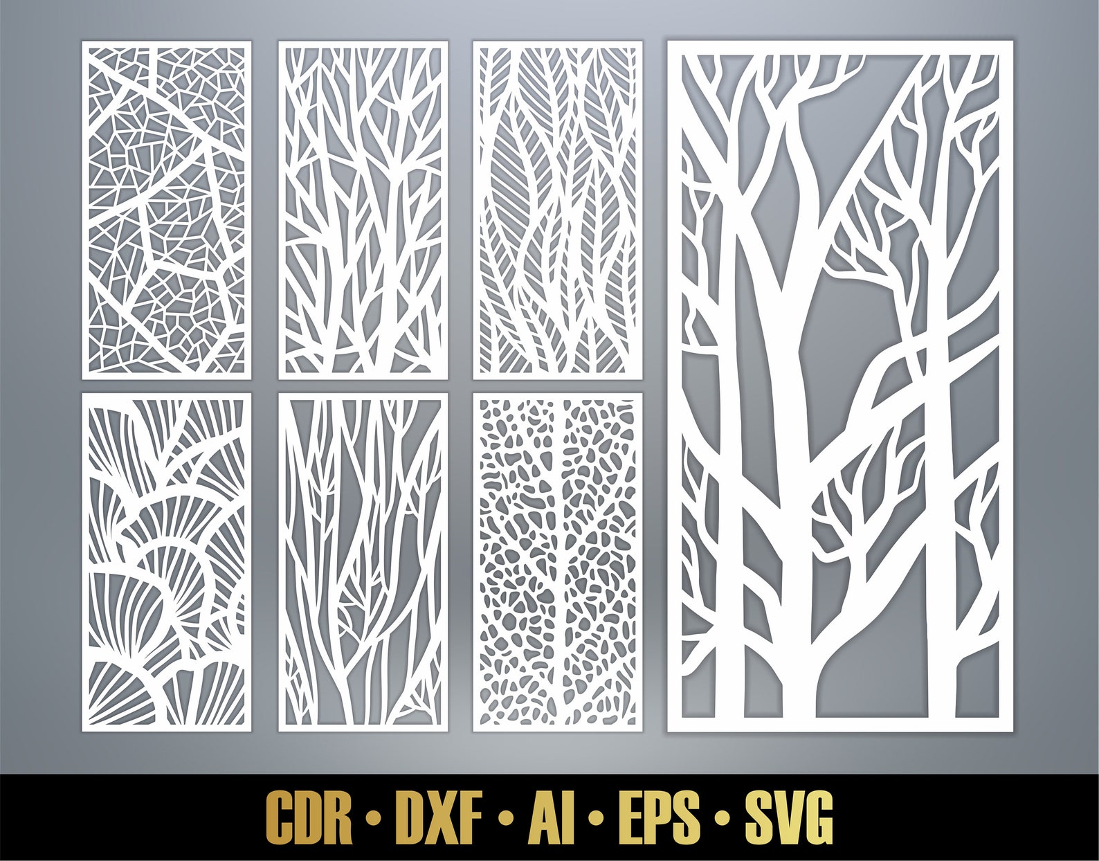Nature Panel Templates SVG Set #37. Natural Tree Room Dividers. 7 ...