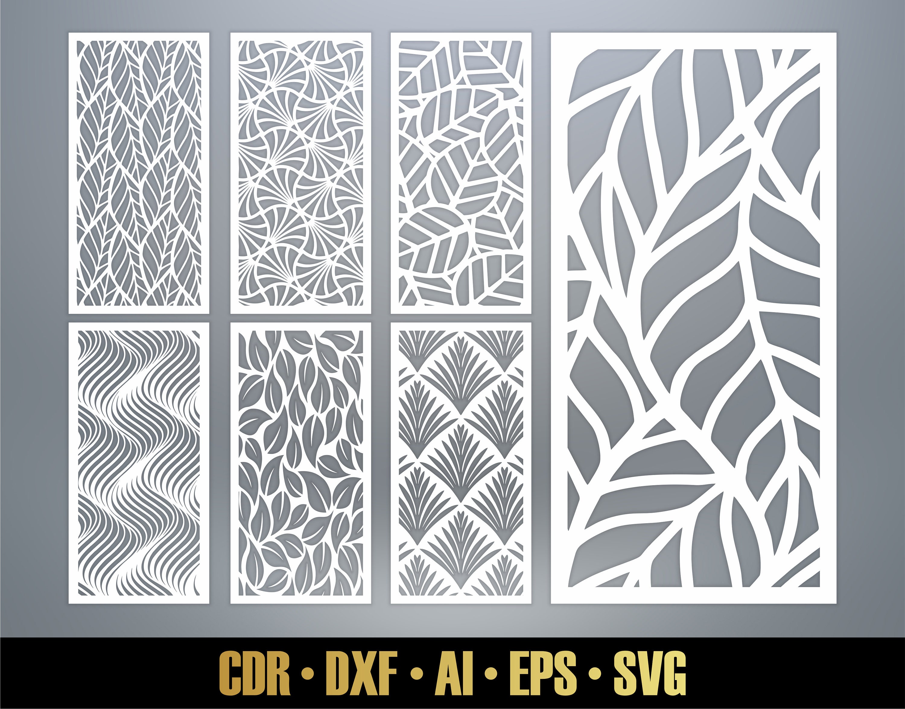 Floral Patterns Panel Templates SVG Set 19. 7 Vector Laser - Etsy