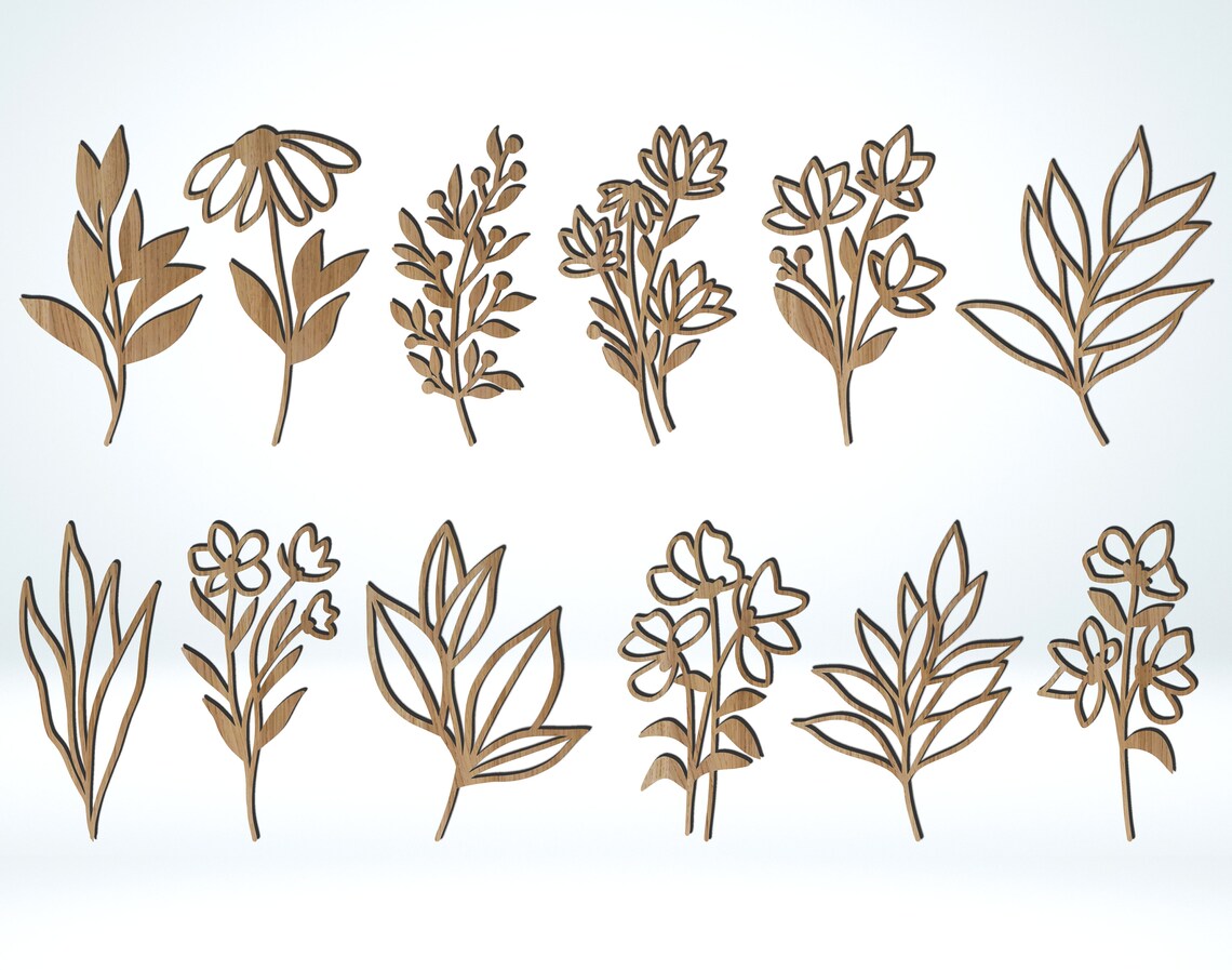 12 Flowers SVG Floral SVG Bundle for Glowforge Flower - Etsy