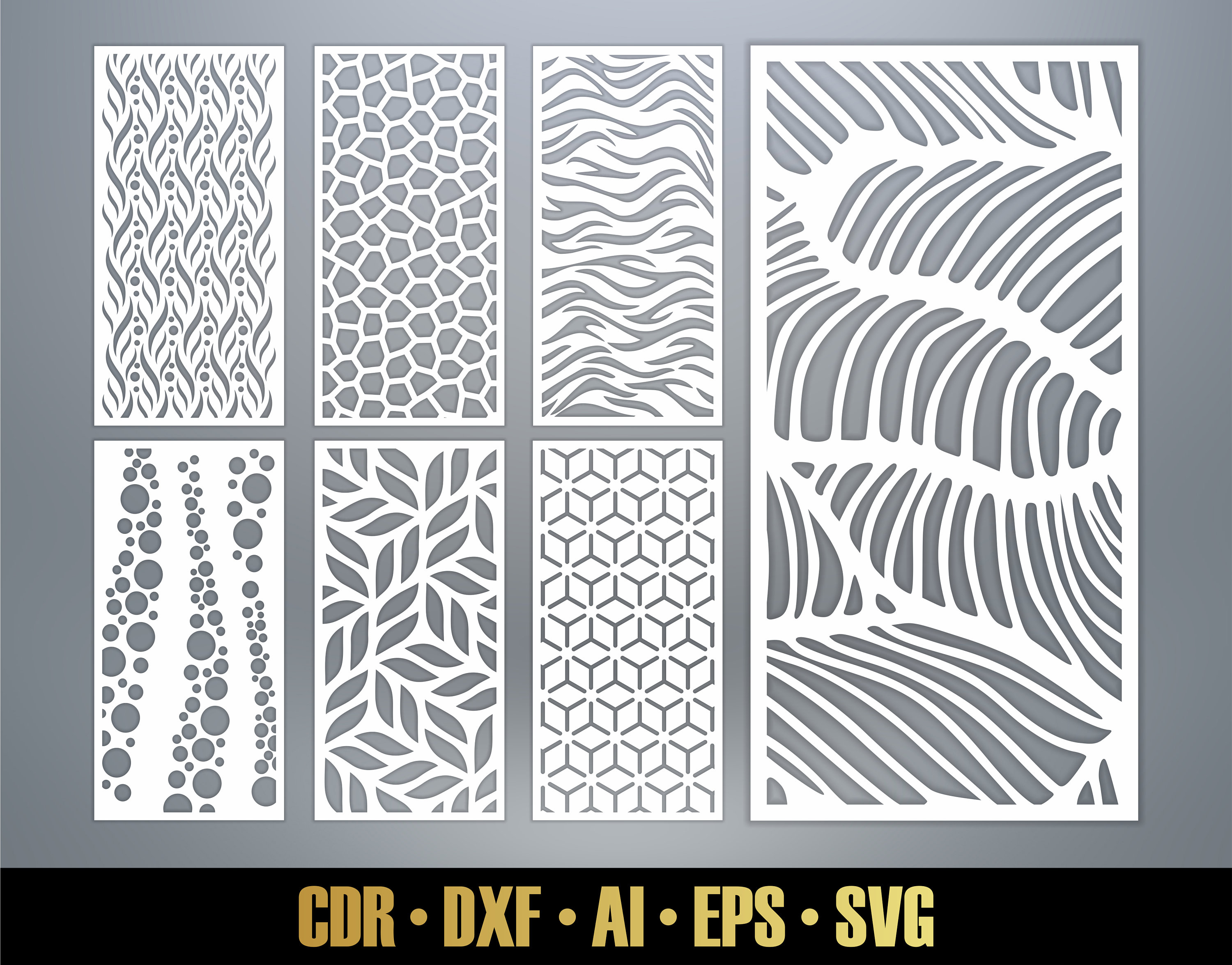 Floral Patterns Panel Templates SVG Set 48. 7 Vector Laser - Etsy
