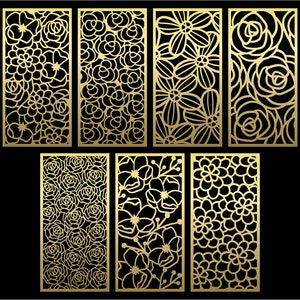 Floral Patterns Panel Templates SVG Set #26. 7 Vector Laser Cutting ...