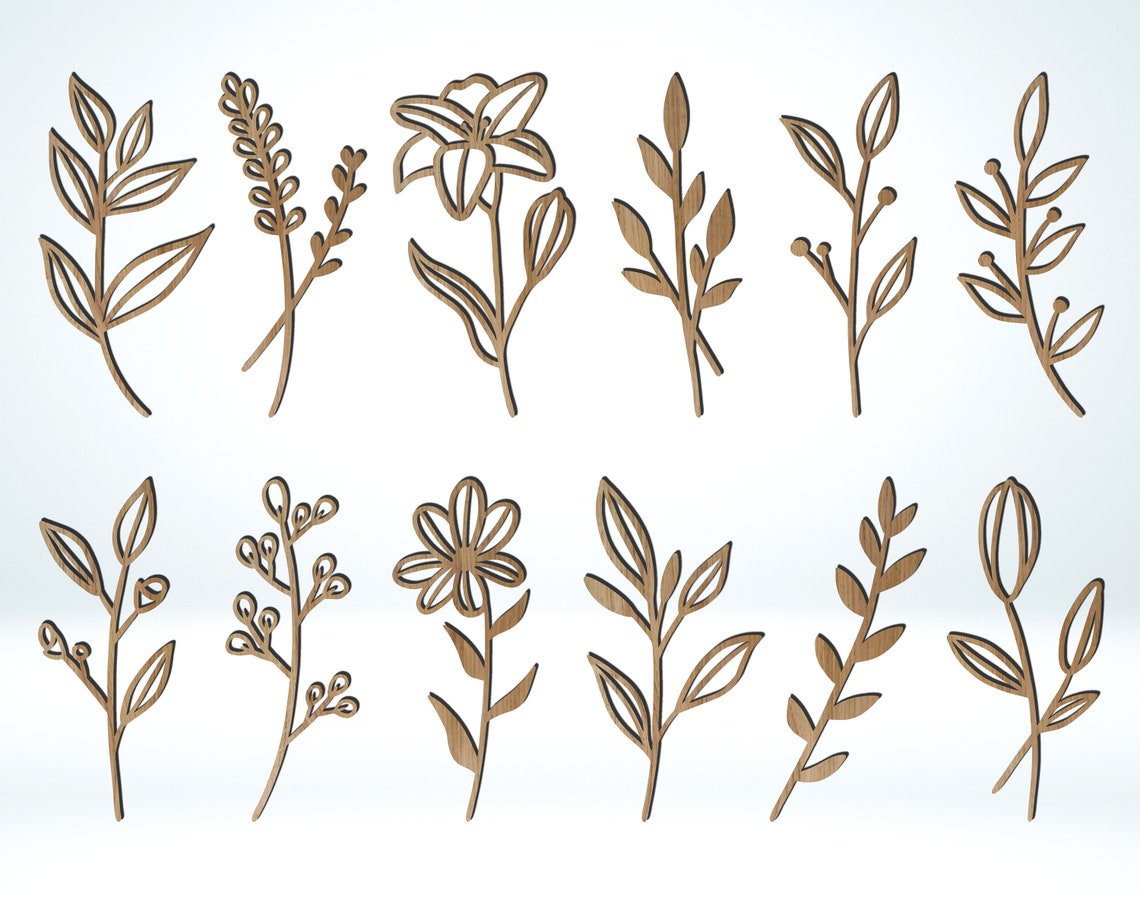 12 Flowers SVG Floral SVG Bundle for Glowforge Flower | Etsy