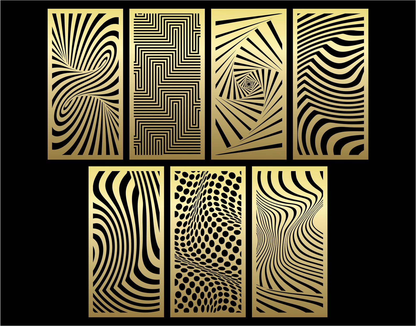 Optical Illusion Patterns Panel Templates SVG Set #25. 7 Vector Files ...