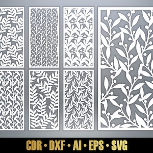 Floral Patterns Panel Templates SVG Set #28. 7 Vector Laser Cutting ...