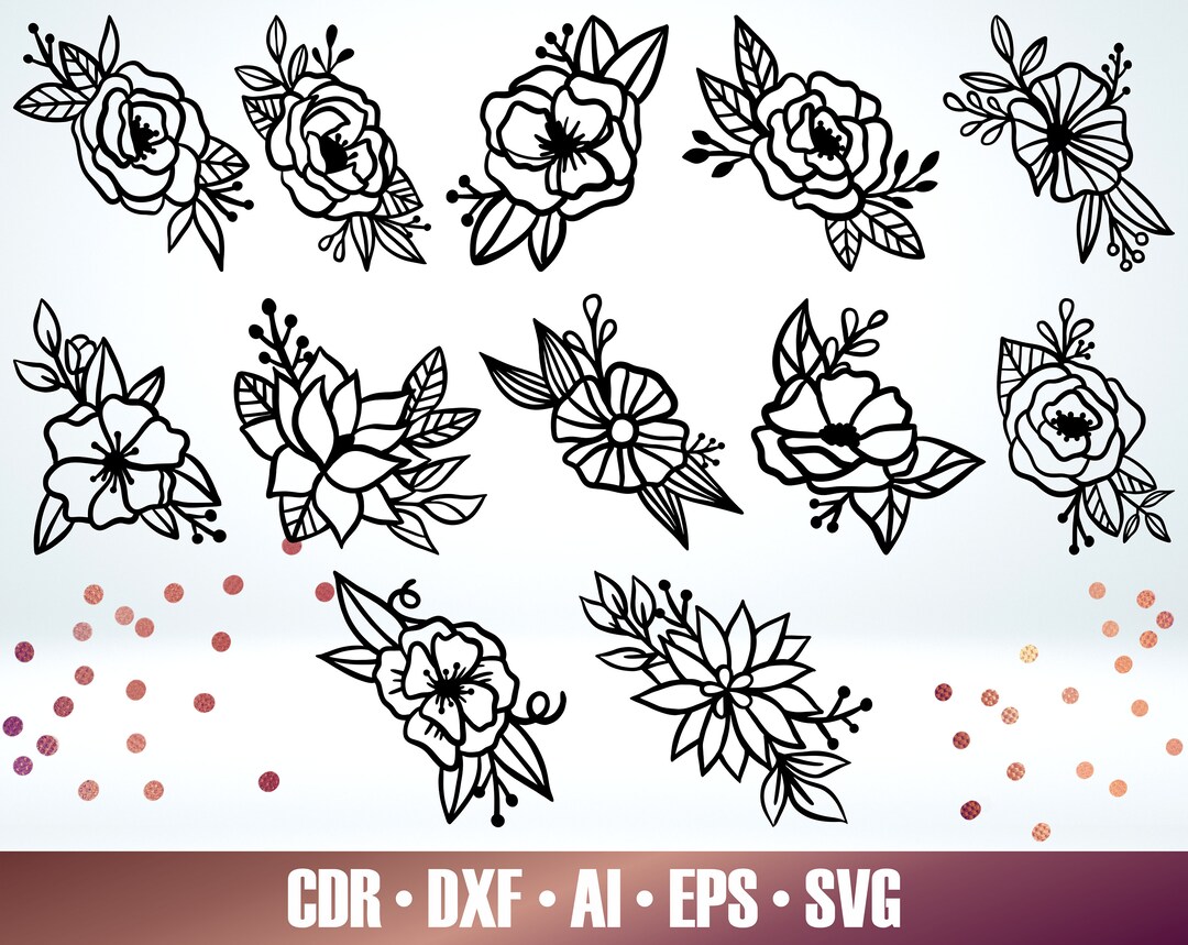 12 Floral SVG - Flowers SVG - Floral SVG Bundle for Glowforge - Flower ...