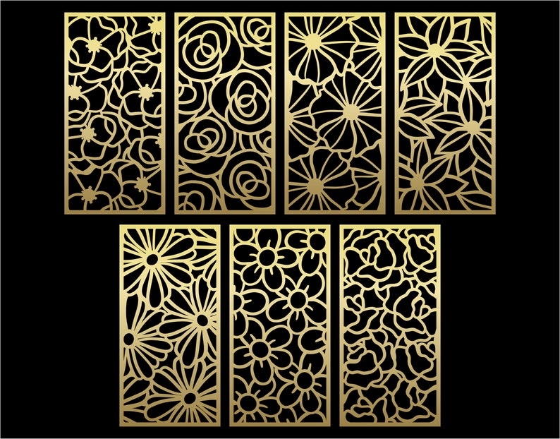 Floral Patterns Panel Templates SVG Set 31. 7 Vector Laser - Etsy