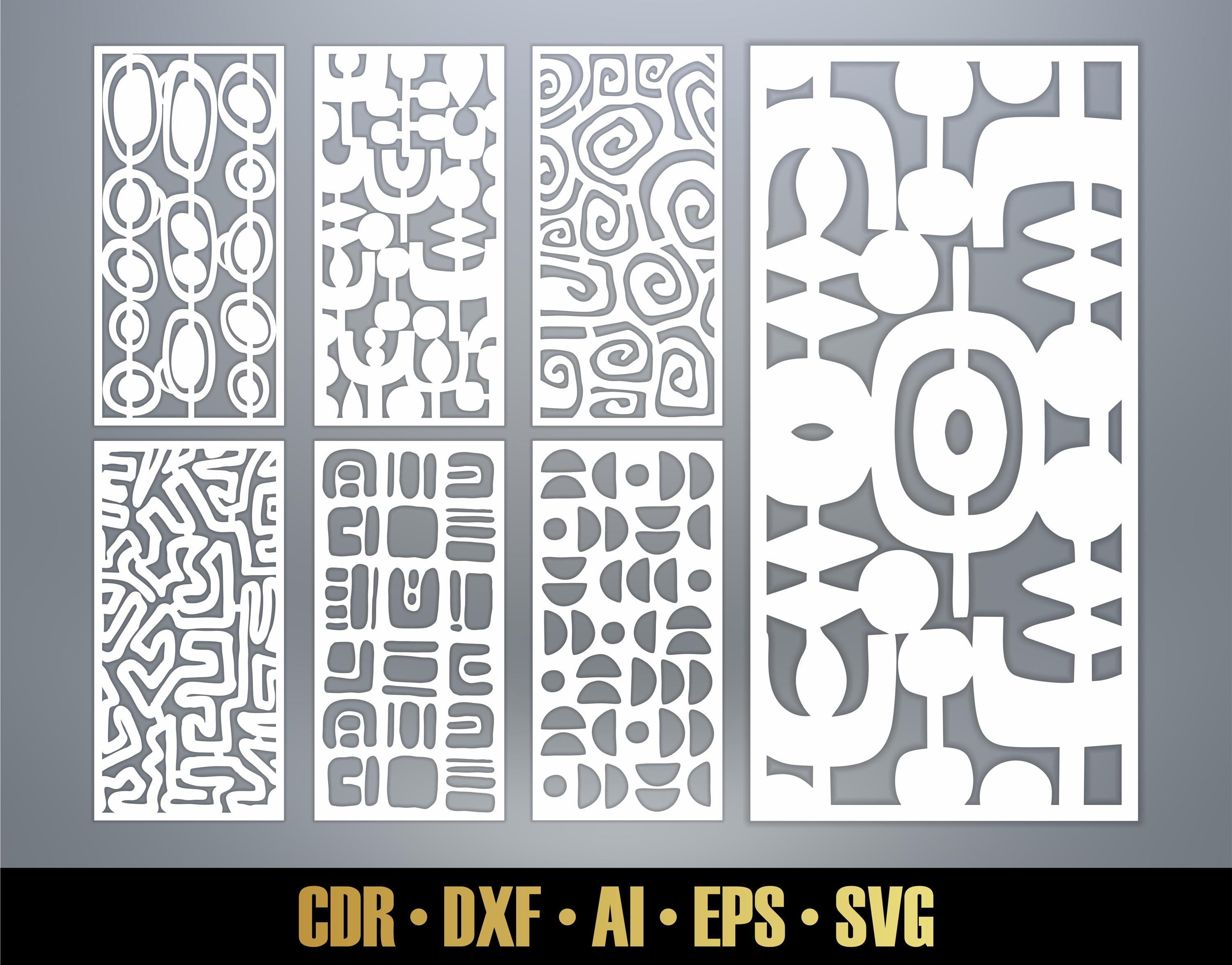 Abstract Patterns Panel Templates SVG Set #60. 7 Vector Files, for ...