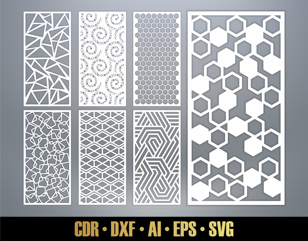 Geometric Patterns Panel Templates SVG Set #41. 7 Vector Files, for ...